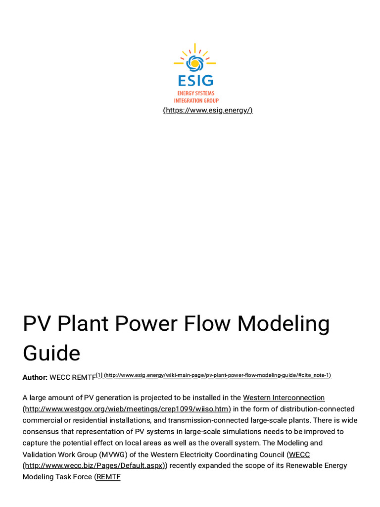 PV Plant Power Flow Modeling Guide - ESIG | PDF | Transformer | Photovoltaics