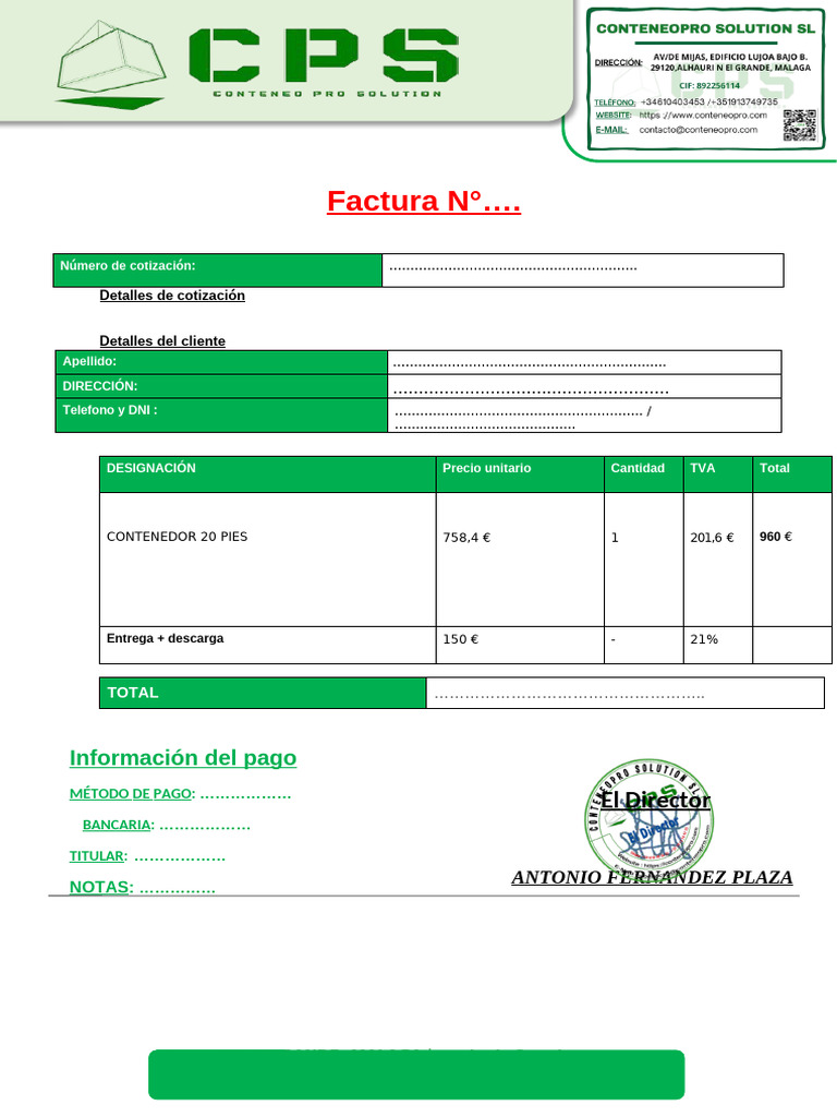 Cotización Contenedor 20 Pies Málaga | PDF