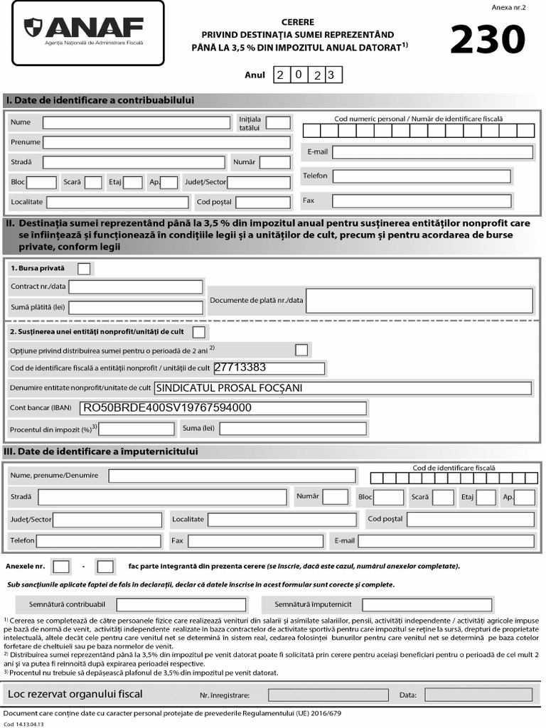 Formular 230 2022 Standard | PDF