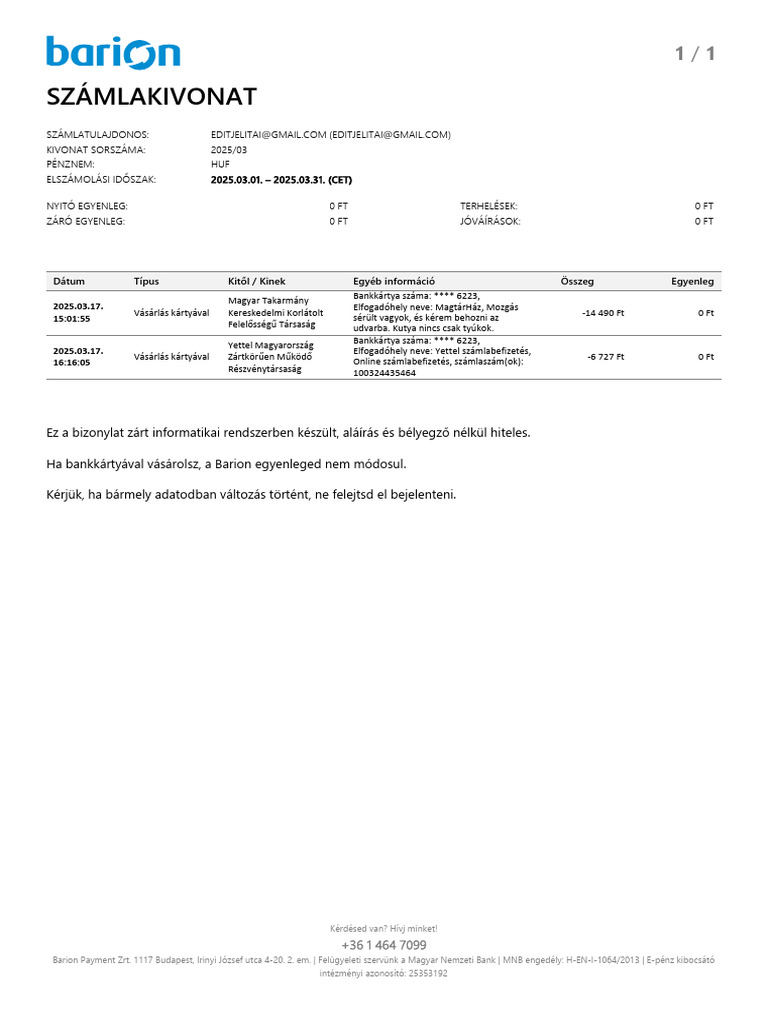 Barion 2858879 2025 3 HUF | PDF