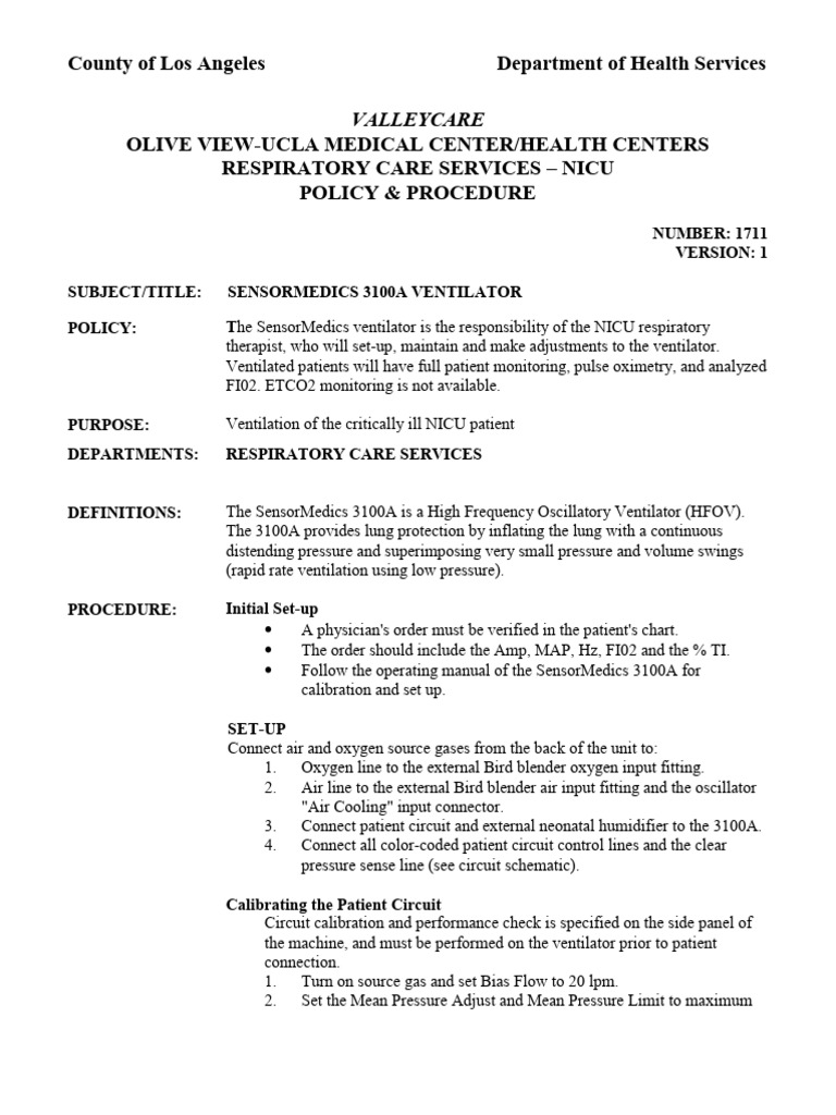 1711 Sensormedics 3100a Ventilator | PDF | Medical Specialties ...