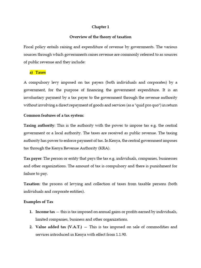 Overview of The Theory of Taxation | PDF | Taxes | Equity (Economics)