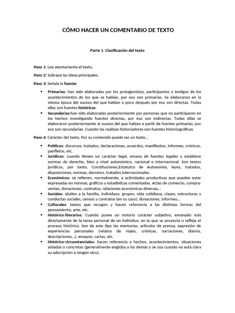 Cómo Hacer Un Comentario de Texto | PDF
