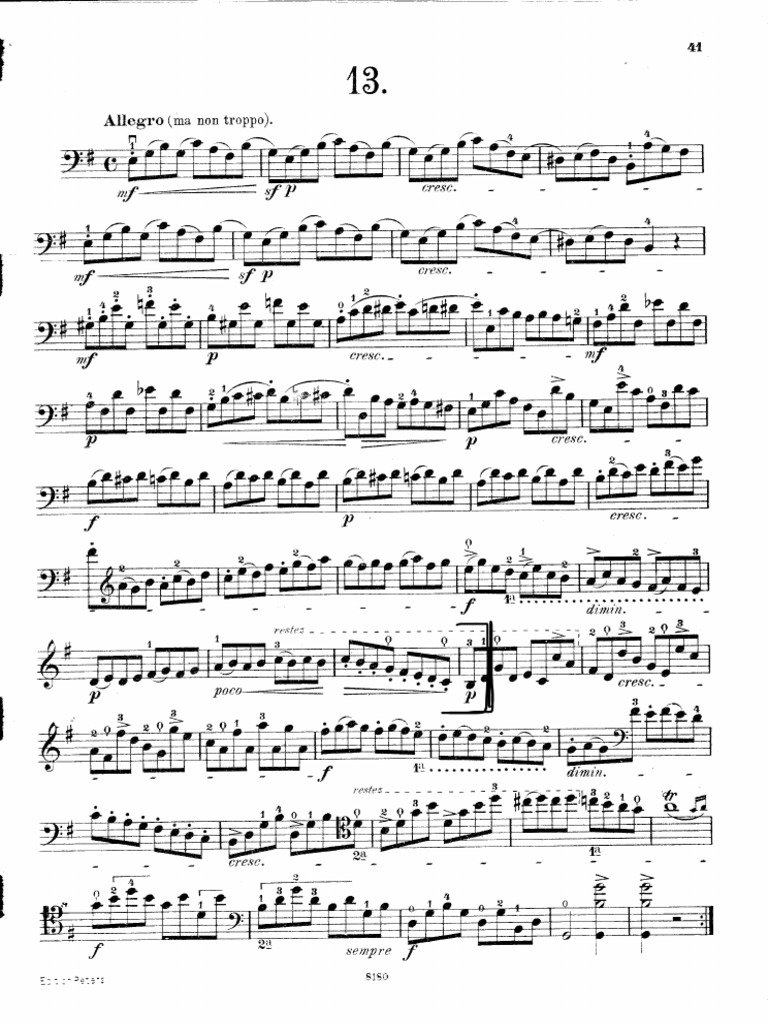 Duport 21 Etudes For Cello | PDF