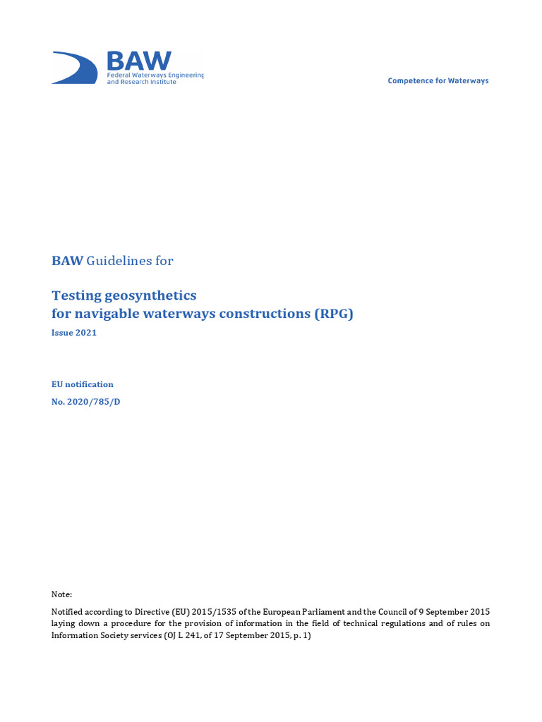 BAW Geosynthetics Testing Guidelines 2021 | PDF | Pipe (Fluid ...