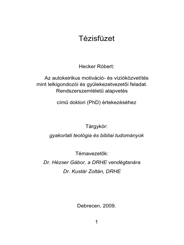 Tézisfüzet-Hecker Róbert | PDF