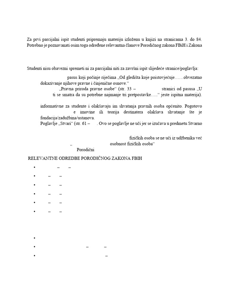 Materija Za Prvi Parcijalni Ispit | PDF