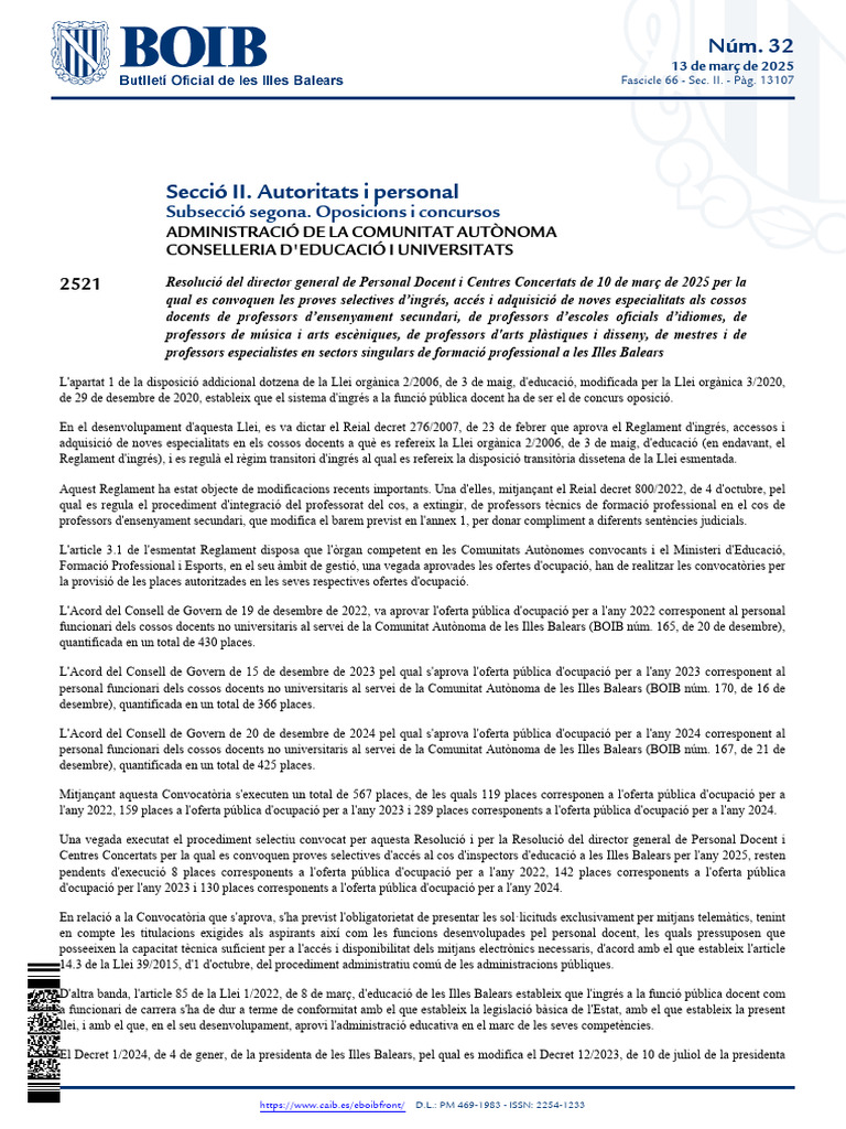 Resol Convocatoria Docents2025 CAT | PDF