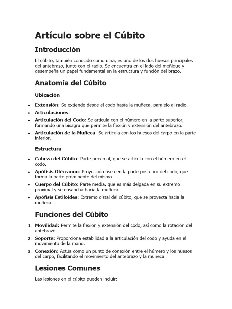 Anatomía y Funciones del Cúbito | PDF | Codo | Articulación