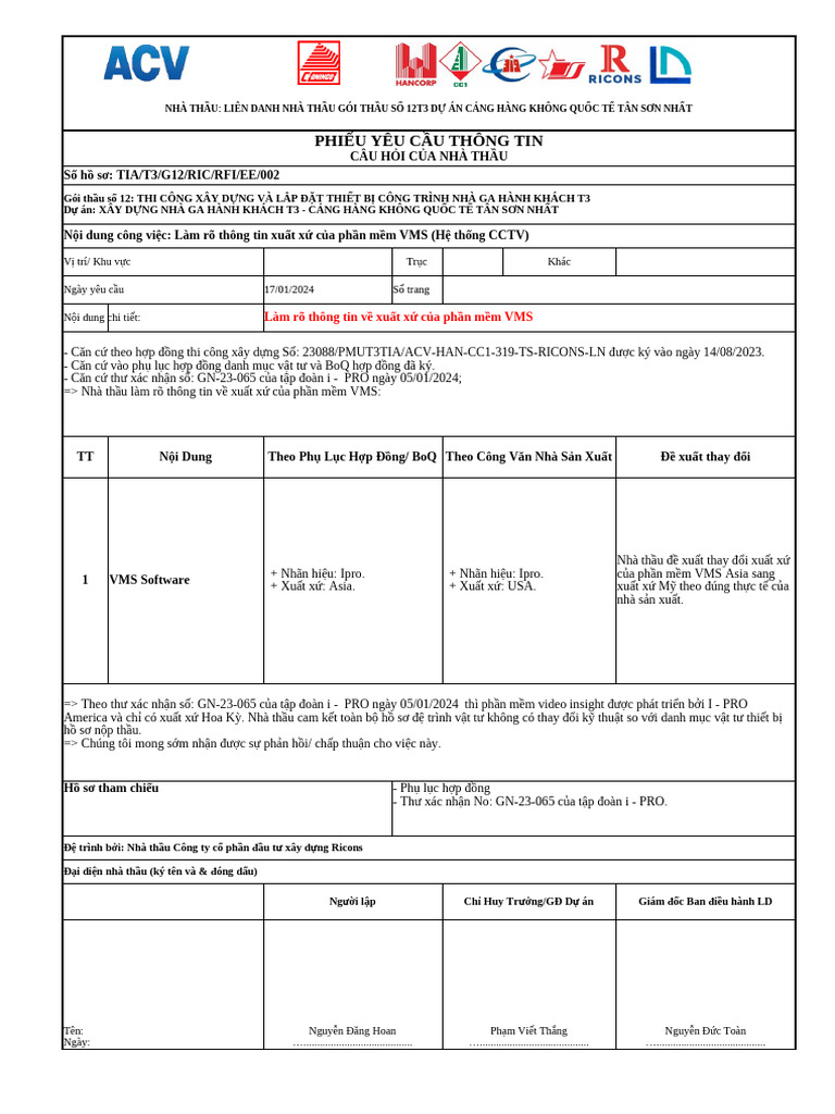 TIA T3 G12 RIC RFI AC 002.CCTV - Rev.01 | PDF