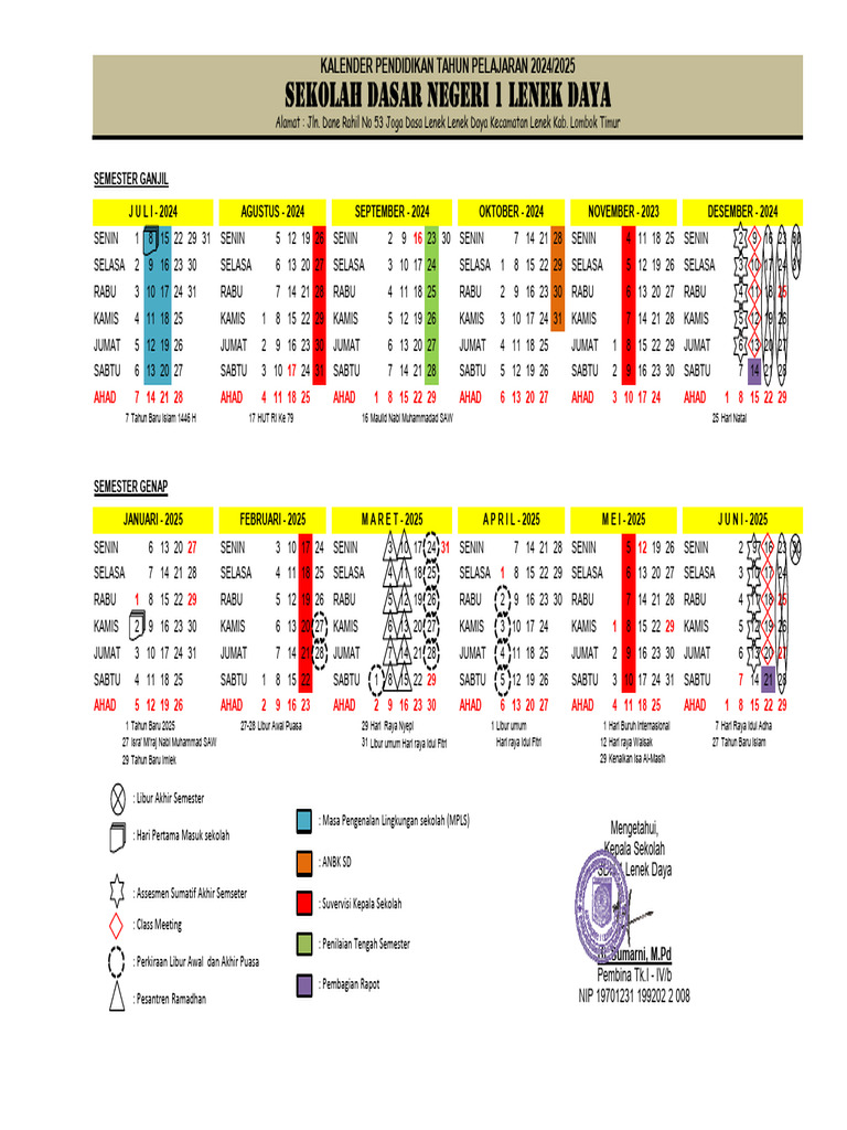 Kaldik 2024-2025 SDN 1 Lenek Daya | PDF