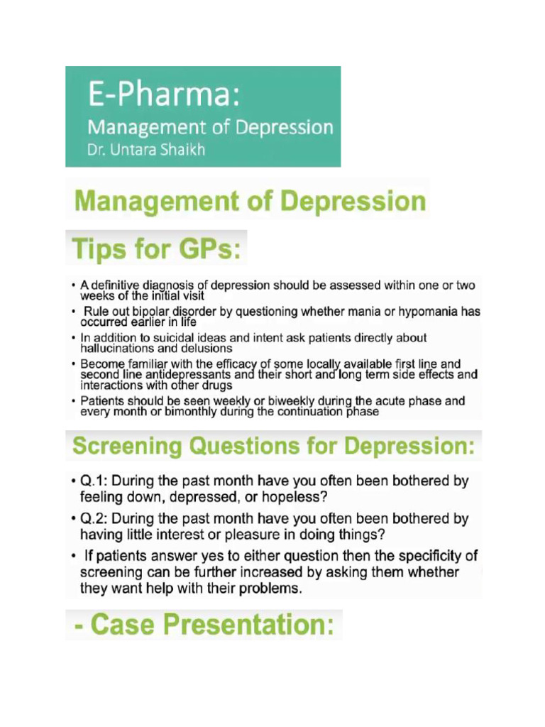 Management of Depression | PDF