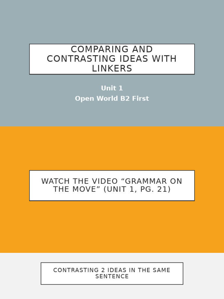 Comparing and Contrasting Ideas With Linkers | PDF | Sentence ...