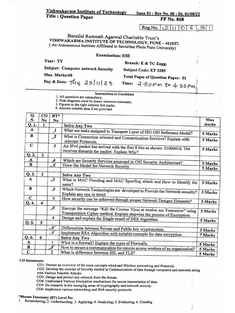 CNS End Sem Paper | PDF