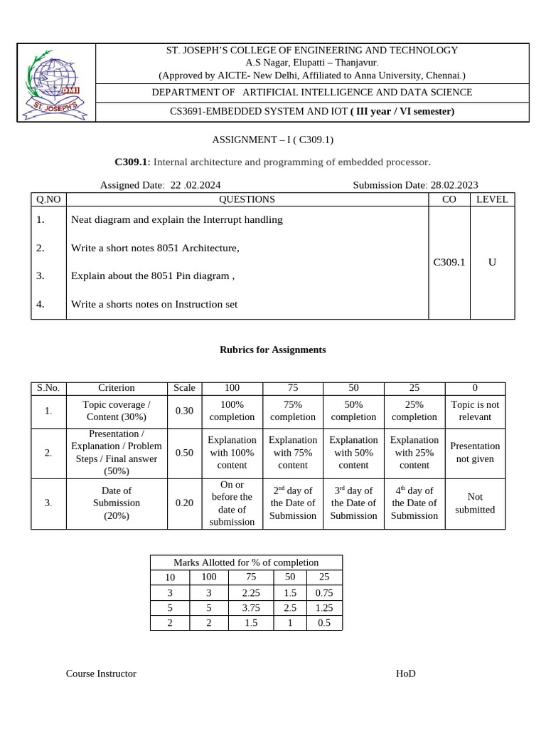 AIDS - Assinment 1 Rubrics - EMB | PDF | Office Equipment | Computer ...