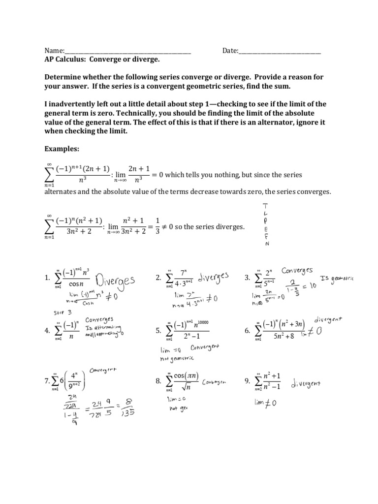 Converge Diverge 1-3 2425 | PDF | Analysis | Functions And Mappings
