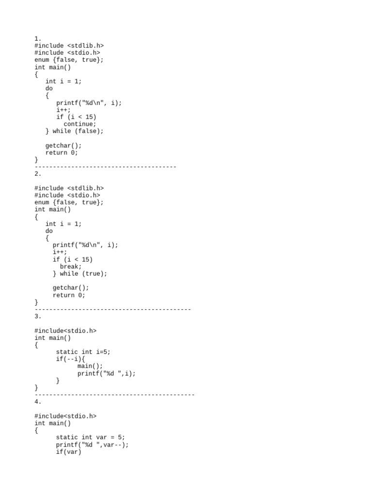 C Programming Code Snippets Explained | PDF