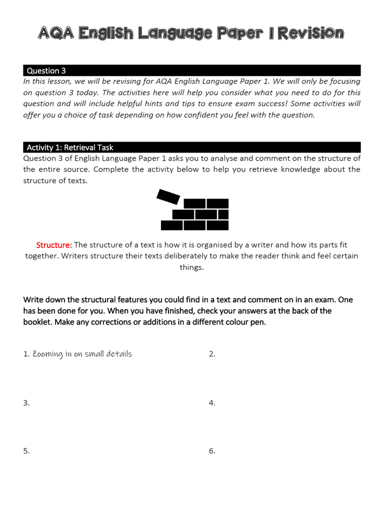 Language P1 Question 3 Revision 3 | PDF | Silence