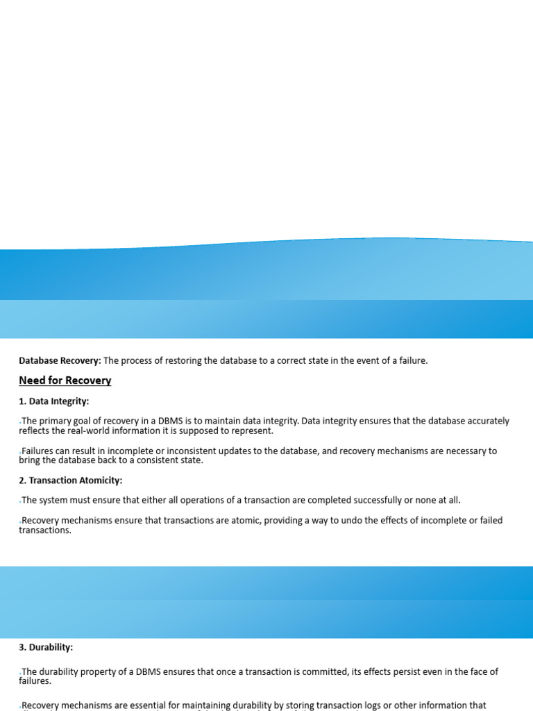 DBMS Recovery Presentation | PDF | Database Transaction | Databases