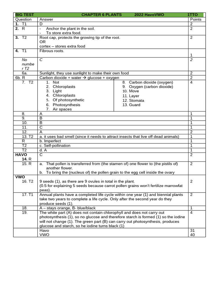 Plant Biology Exam Questions 2022 | PDF | Plants | Photosynthesis