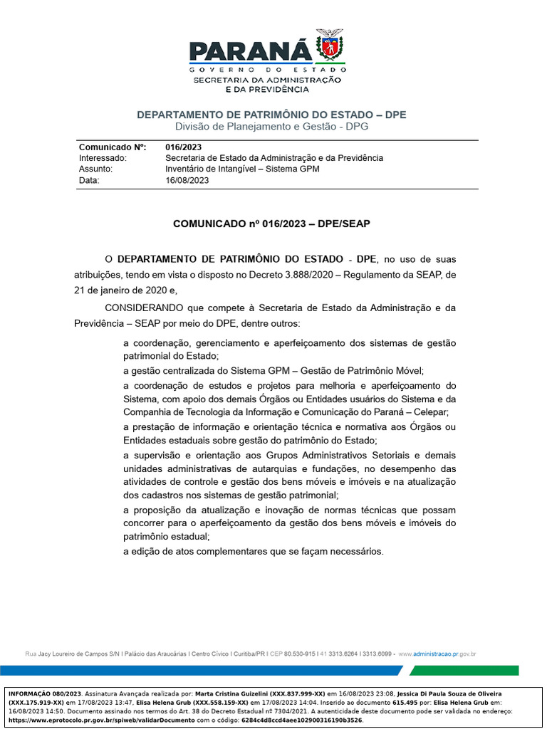 Inventário de Bens Intangíveis no GPM | PDF | Estado