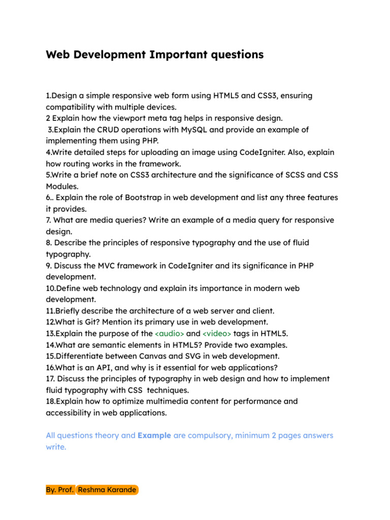 Essential Web Development Questions Guide | PDF