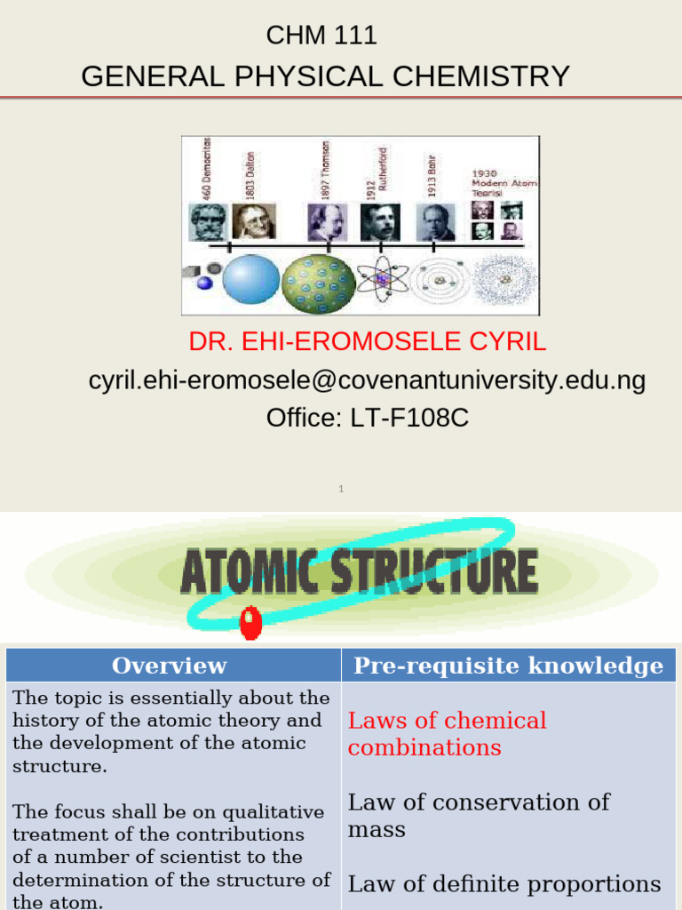 CHM 111 - History of The Development of The Atom | PDF | Atoms | Atomic ...