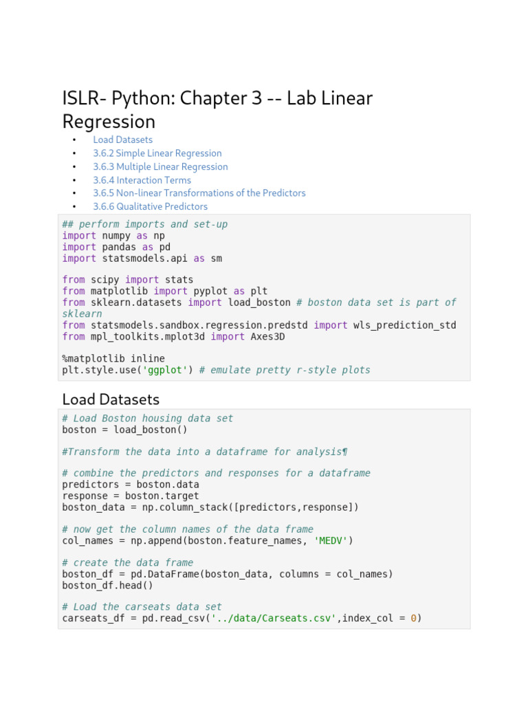 Lab Linear Regression | PDF | Ordinary Least Squares | Coefficient Of Determination