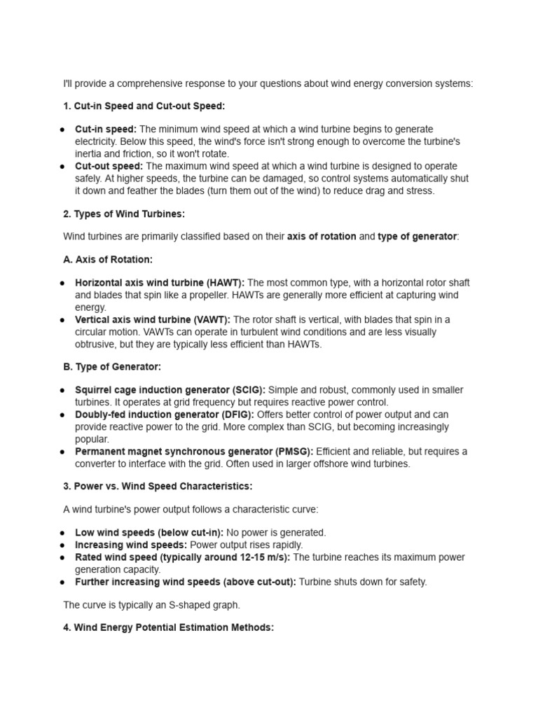 Define The Terms - Cut-In Speed - and - Cut-Out S... | PDF | Wind ...