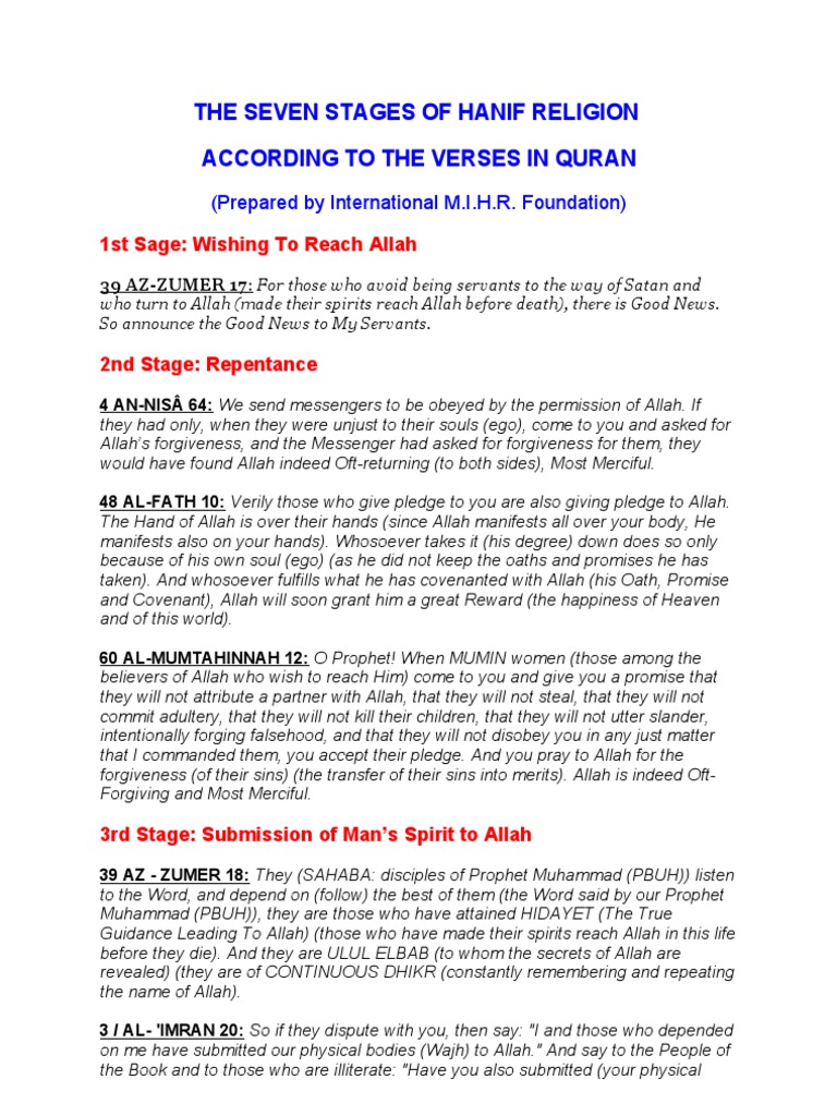 The Ones Who Lived The Seven Stages of Hanif Religion According To The ...