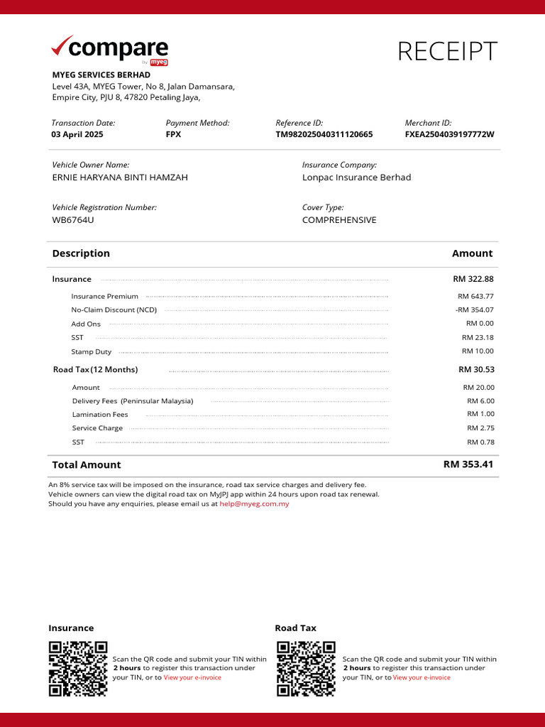 Receipt TM982025040311120665 | PDF | Taxes | Services (Economics)