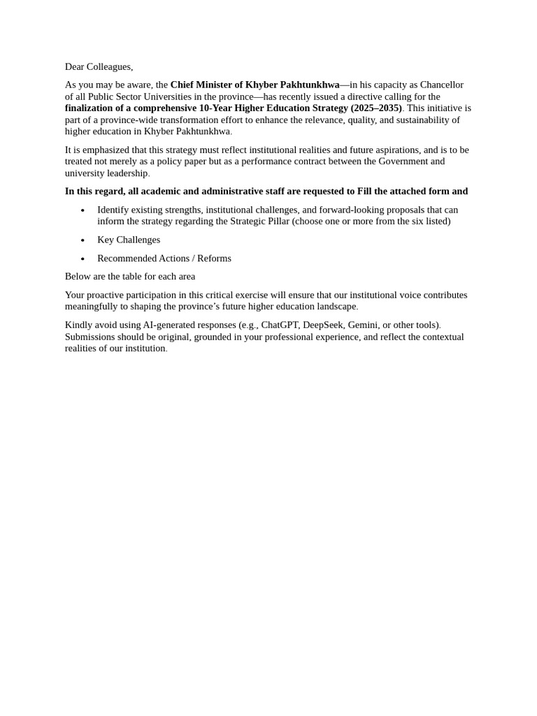 Performa For CM University Directives | PDF