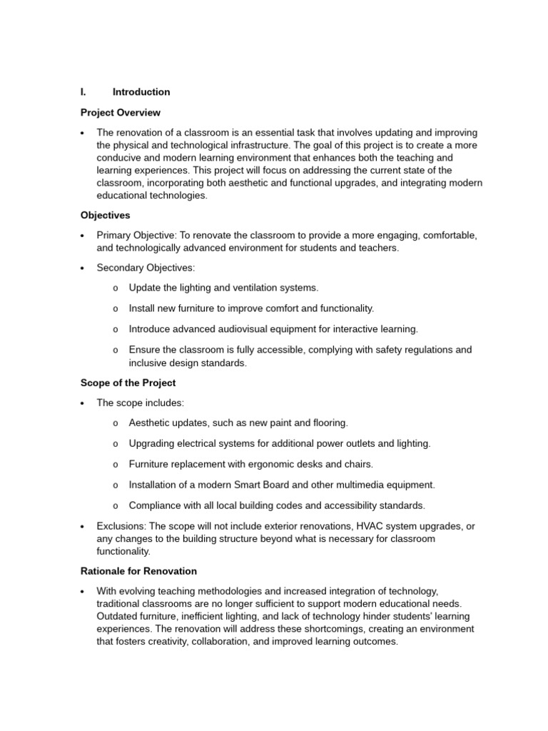 Classroom Renovation Project Proposal | PDF | Classroom | Accessibility