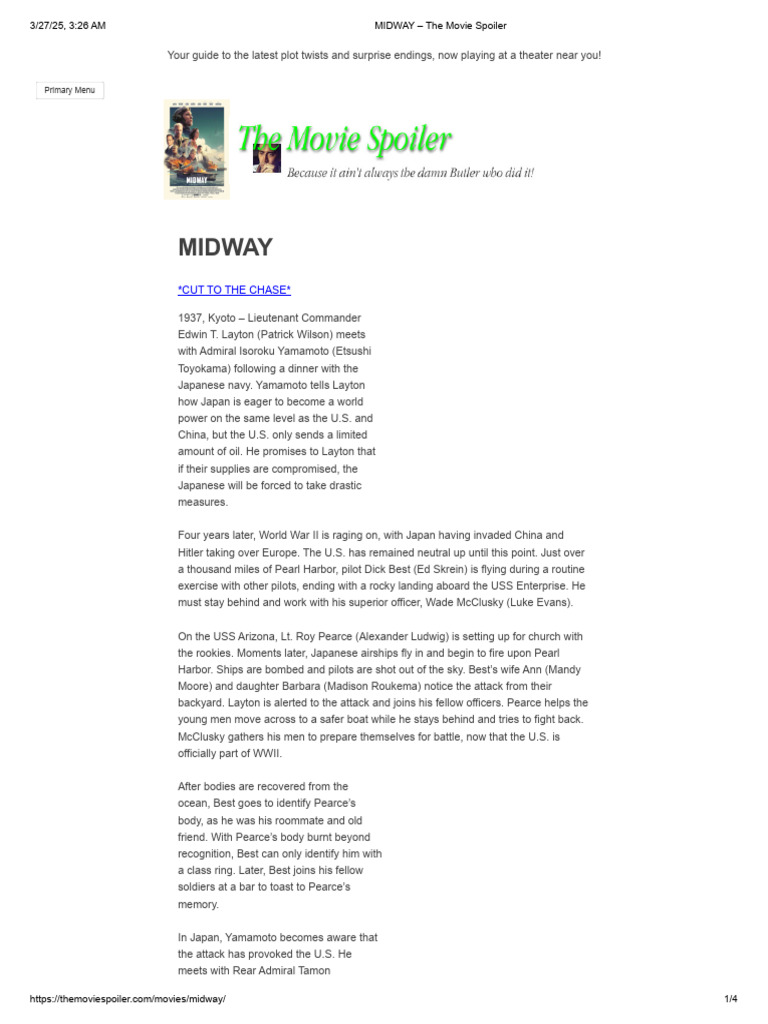 MIDWAY - The Movie Spoiler | PDF | Ships | Pacific War