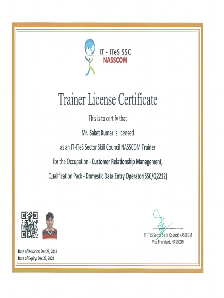 TrainerCertificate Saket Kumar 22638 | PDF