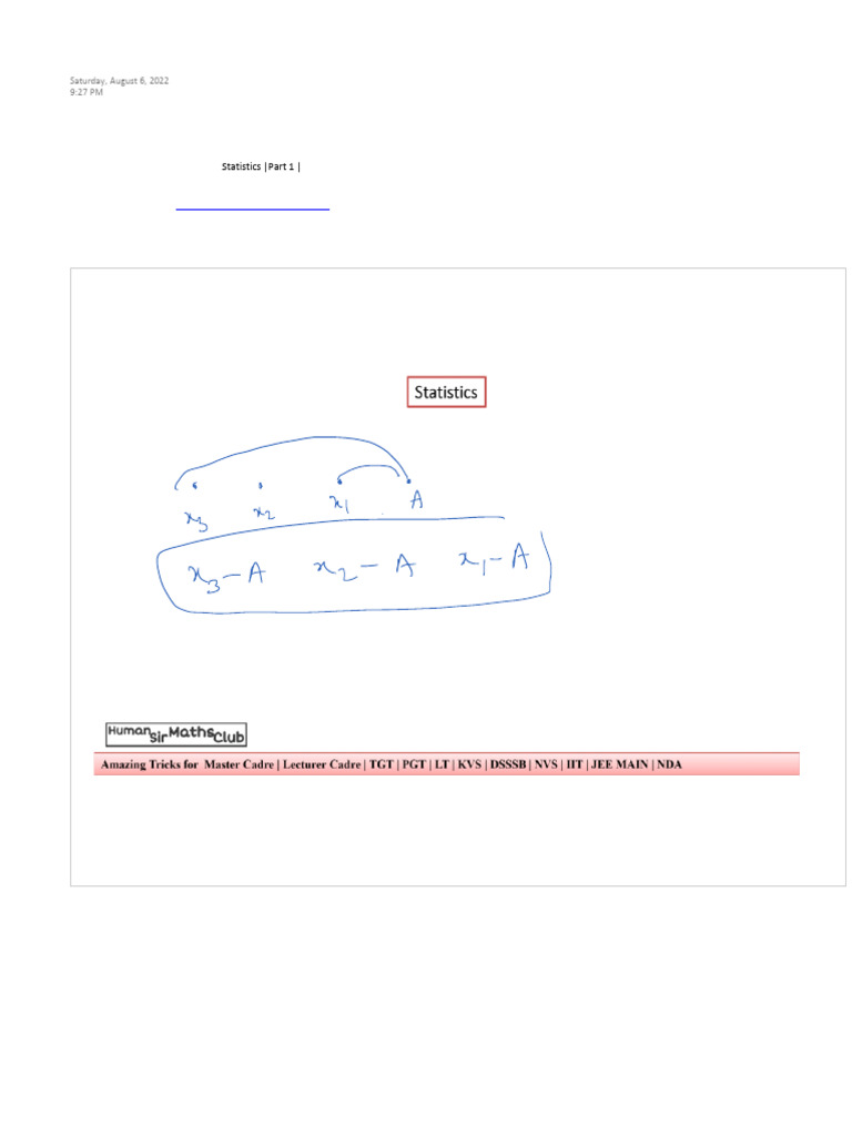 Lec150 Statistics Part 1 Lec150 Master Cadre Maths 2021 22 by Human | PDF