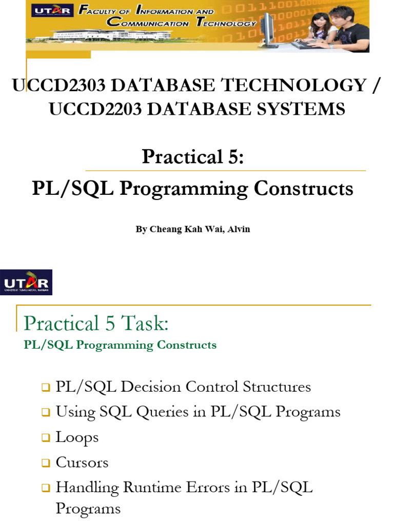 Uccd2303 Practical05 Slides Oracle Plsql Constructs V3 Pdf Plsql Computing