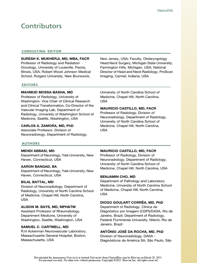 Contributors: Consulting Editor | PDF | Doctor Of Medicine | Medical ...