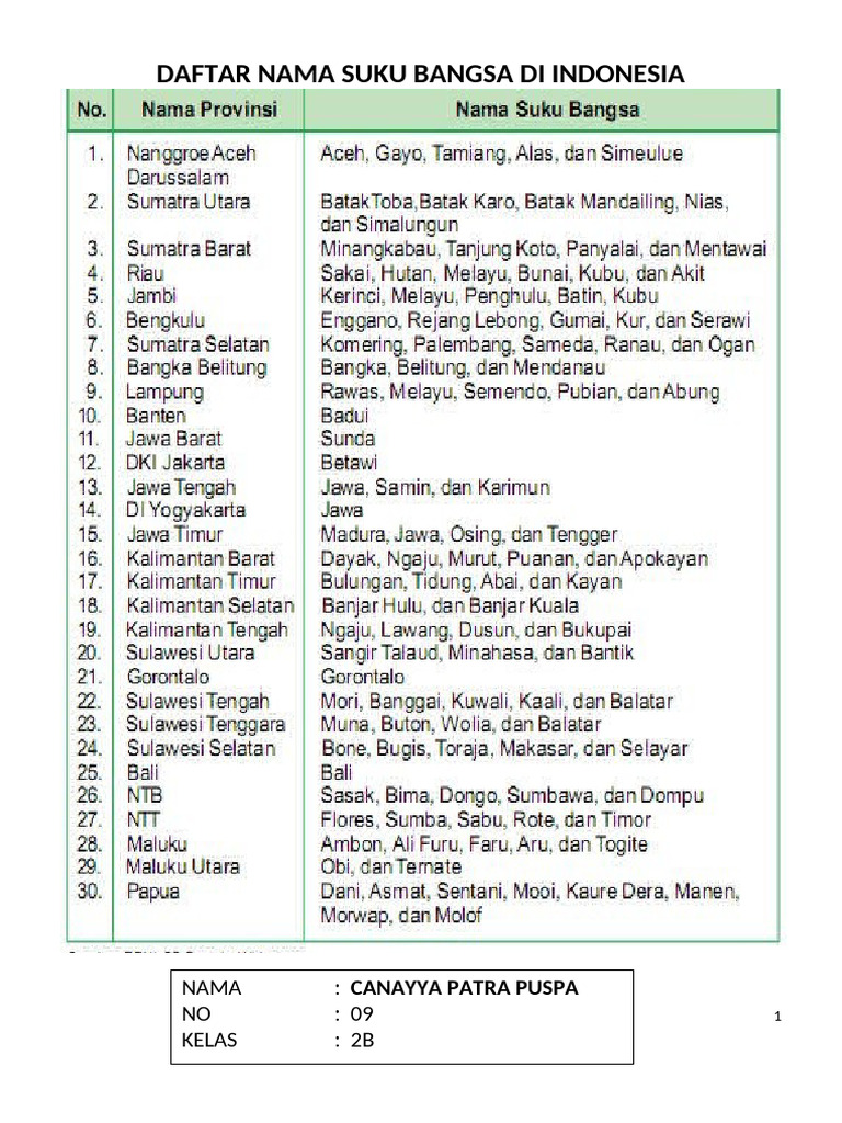 Daftar Suku Bangsa di Indonesia | PDF