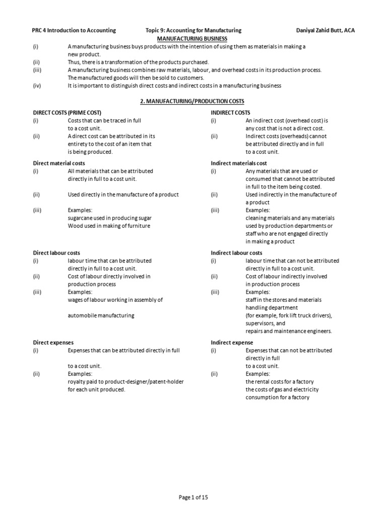 Accounting For Manufacturing | PDF | Debits And Credits | Cost Of Goods ...