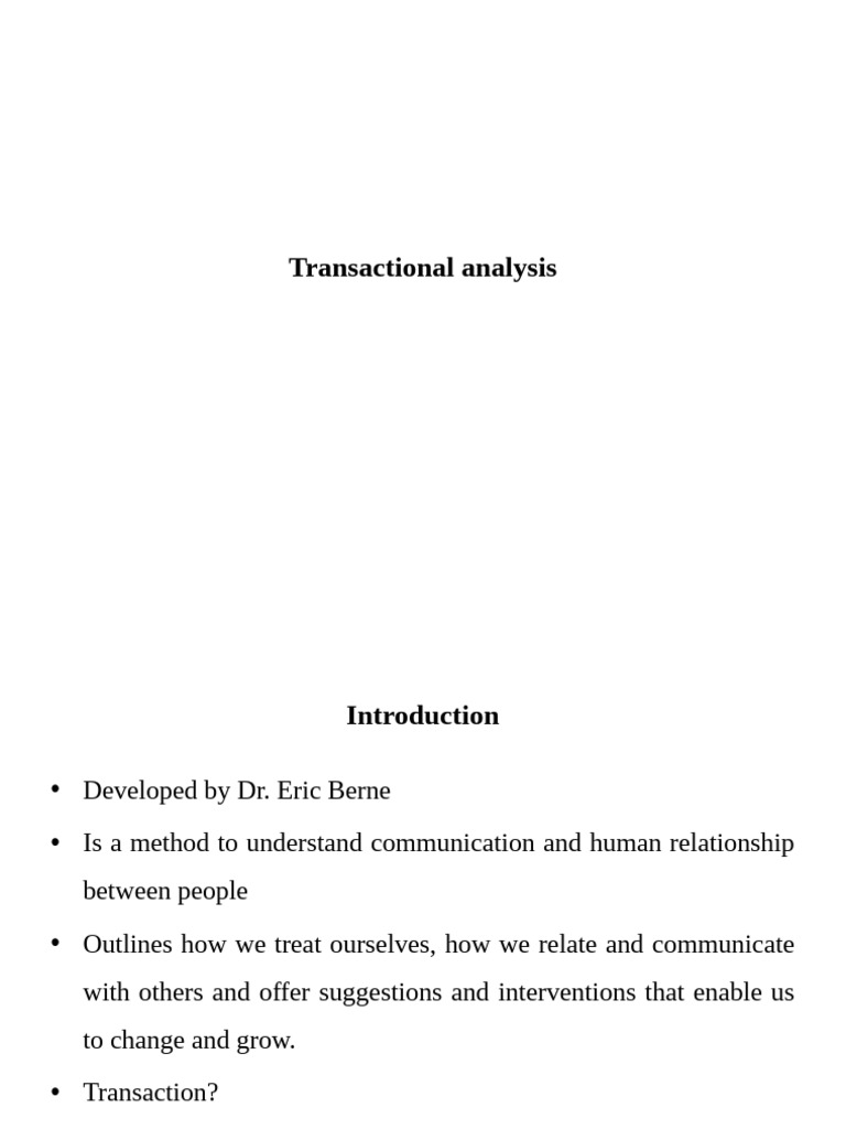 Transactional Analysis (M6) | PDF | Psychology | Behavioural Sciences