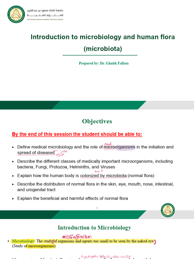 Lecture 1 Introduction To Microbiology and Human Microbiota 20242 | PDF ...