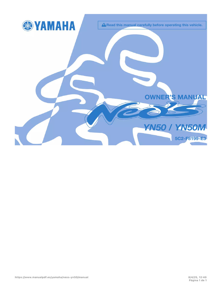 Manual Yamaha Neos YN50 (72 Páginas) | PDF