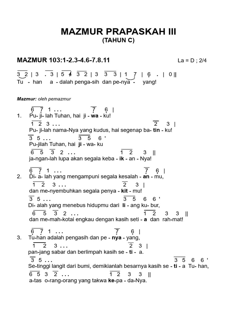 Revisi Mazmur Prapaskah III Tahun C | PDF