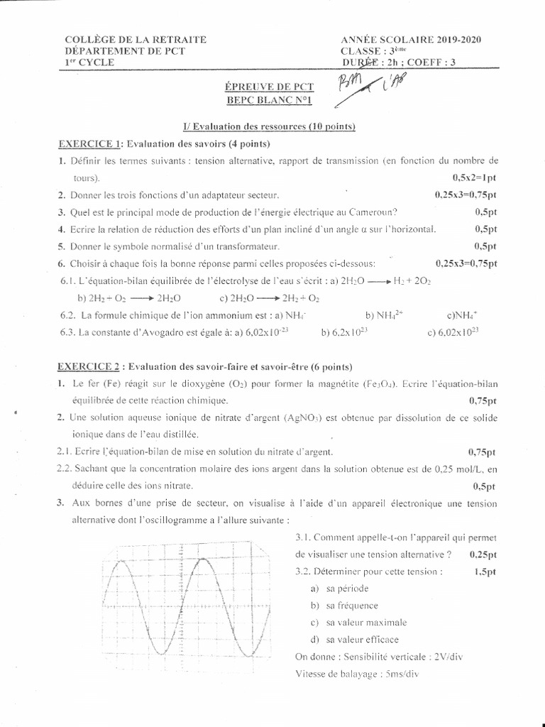 Coll Retraite PCT 3ème 2020 | PDF
