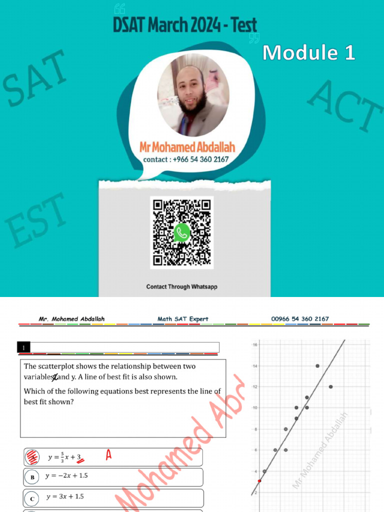 Ans.march24 DSAT Math Test(Mr Mohamed Abdallah) | PDF