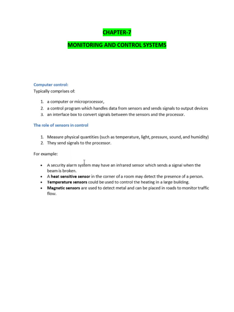 Chapter-7 Monitoring and Control Systems | PDF