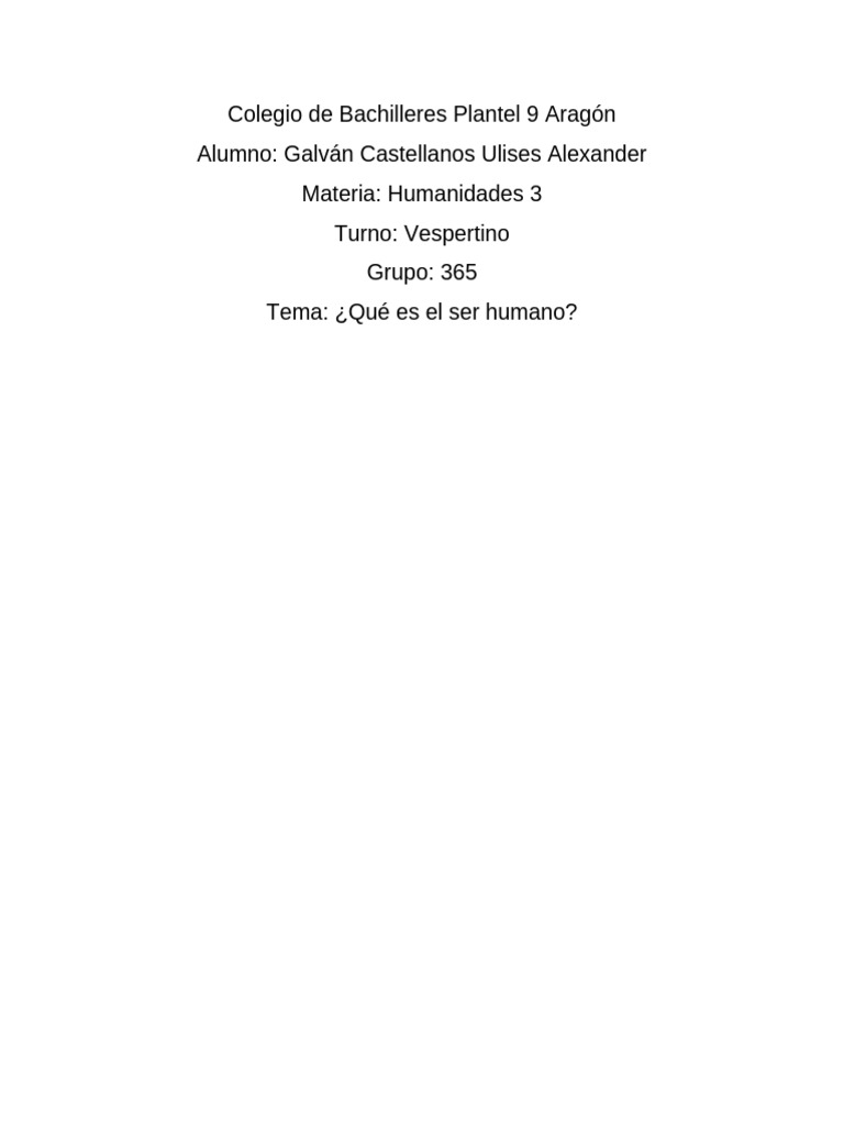 Ensayo Que Es El Ser Humano) | PDF | Humano | Significado de la vida