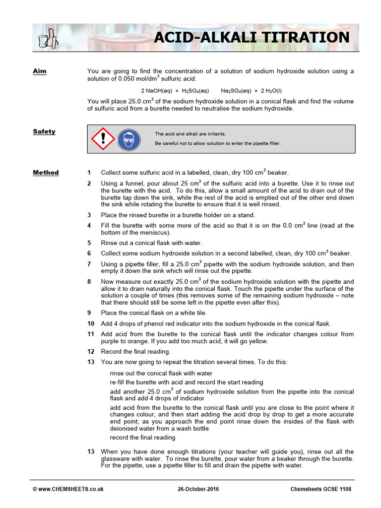 Chemsheets-GCSE-1108-Practical-8-Acid-alkali-titration_4 | PDF | Sodium ...