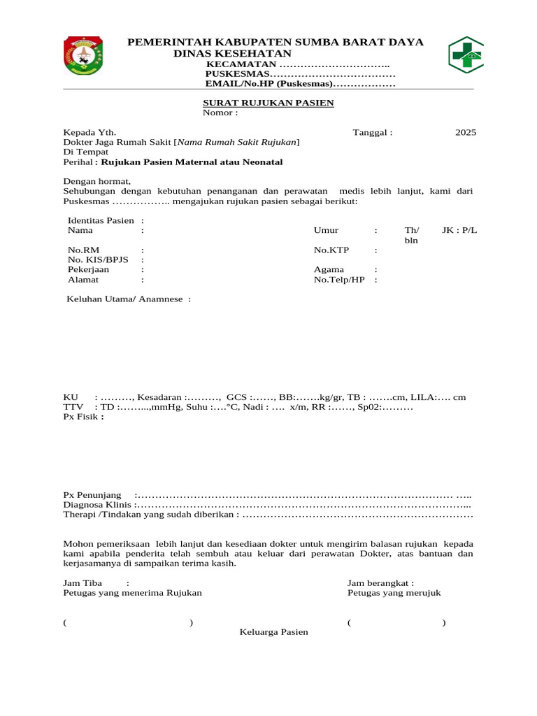 Template Surat Rujukan | PDF